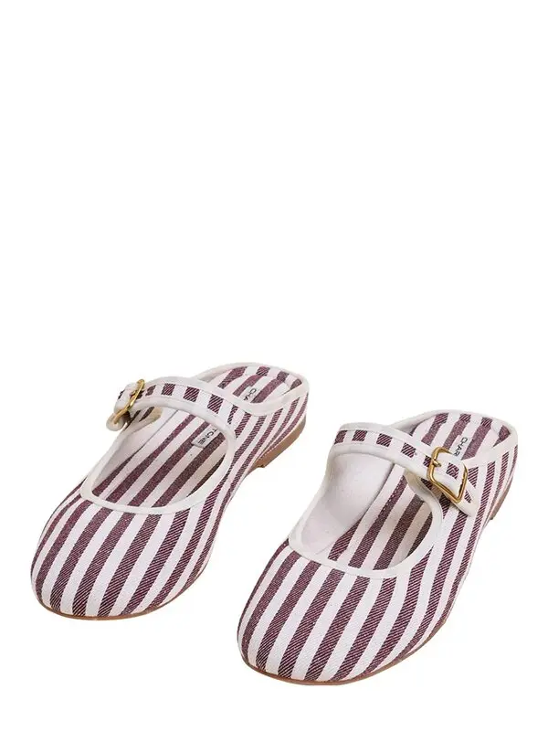 Charlotte Stone Willow Mary Jane Ballet Slides - Umber Stripe