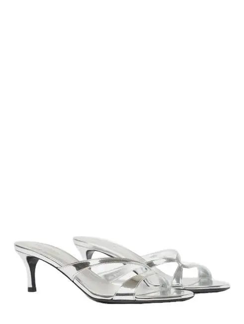 SCAROSSO Pauli Kitten Heel Sandals - Silver - Calf