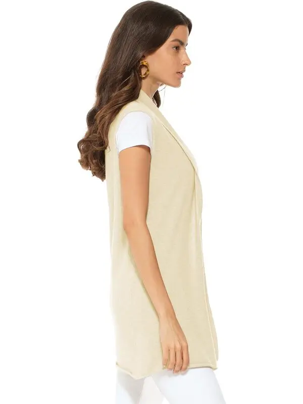 MONTICELLI CASHMERE Cashmere Sleeveless Open Front Long Cardigan - Butter Yellow