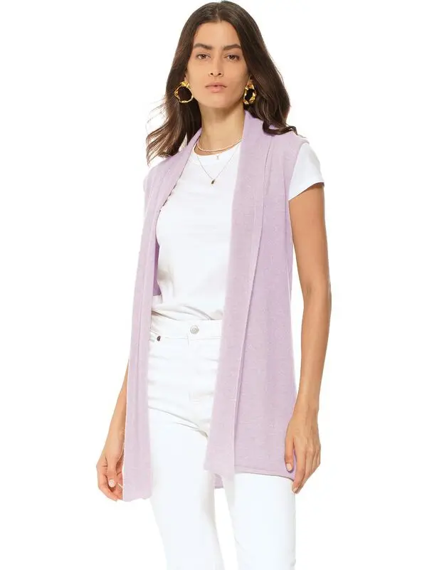MONTICELLI CASHMERE Cashmere Sleeveless Open Front Long Cardigan - Lilac