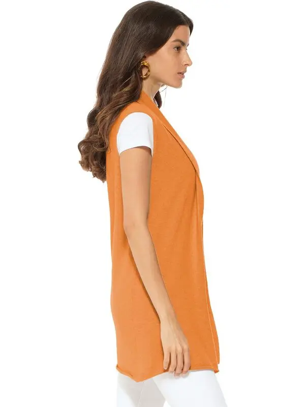MONTICELLI CASHMERE Cashmere Sleeveless Open Front Long Cardigan - Saffron