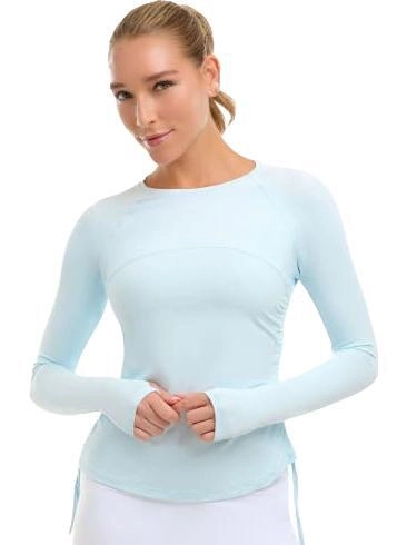 BLOQUV Sun And Uv Protection Drawstring Crew Shirt - Ice Blue