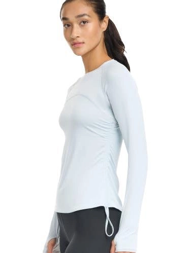 BLOQUV Sun And Uv Protection Drawstring Crew Shirt - Soft Gray