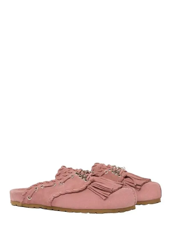 SCAROSSO Flora Suede Mules - Pink - Suede