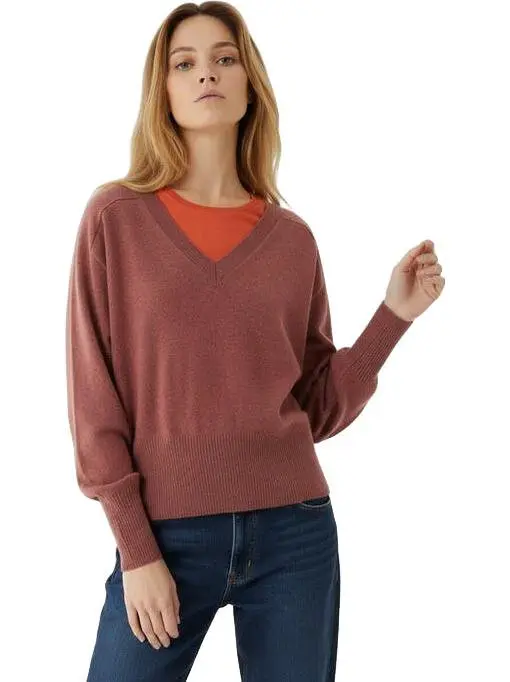 Majestic Filatures Cashmere V-neck Pullover - Rose Taupe