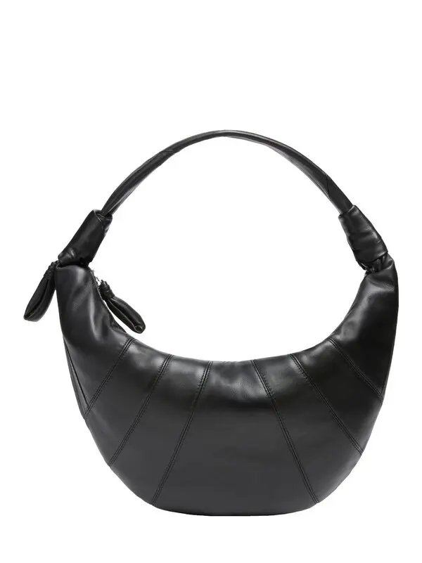 LEMAIRE Fortune Croissant Leather Shoulder Bag - Black