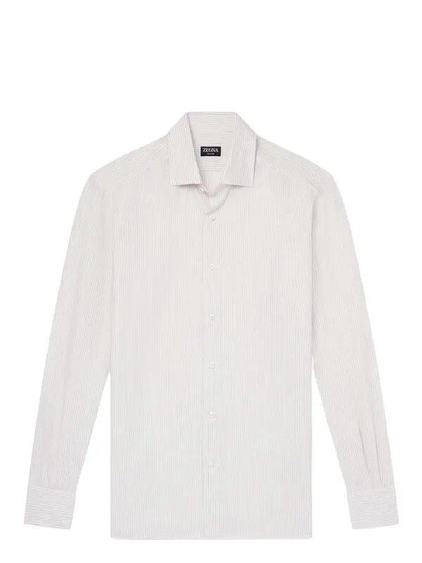 Zegna Striped Linen Shirt - White
