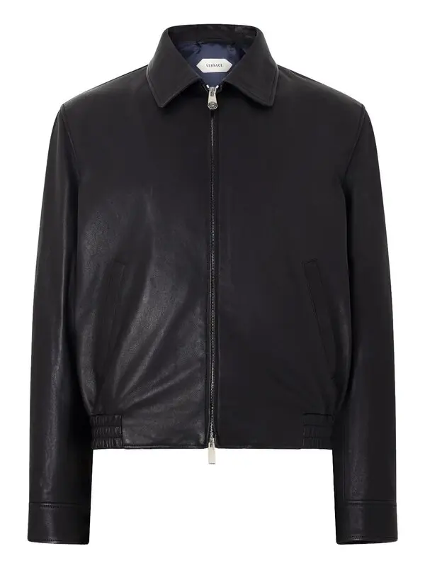 Versace Leather Blouson Jacket - Black