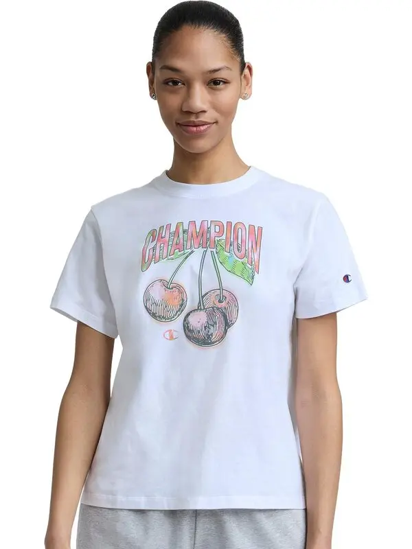 Champion Cherry On Top Graphic T-shirt With C Logo - Bright White