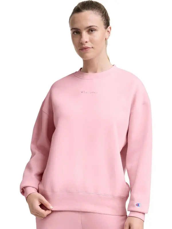 Champion Powerblend Crewneck Sweatshirt With Embroidered Logo - Rose Shadow