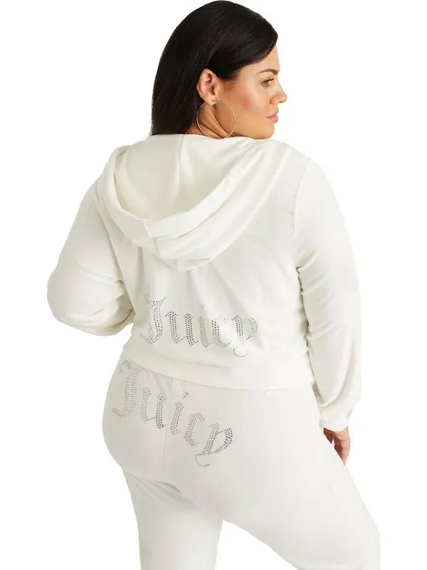 Juicy Couture Plus-size Big Bling Velour Hoodie - Angel