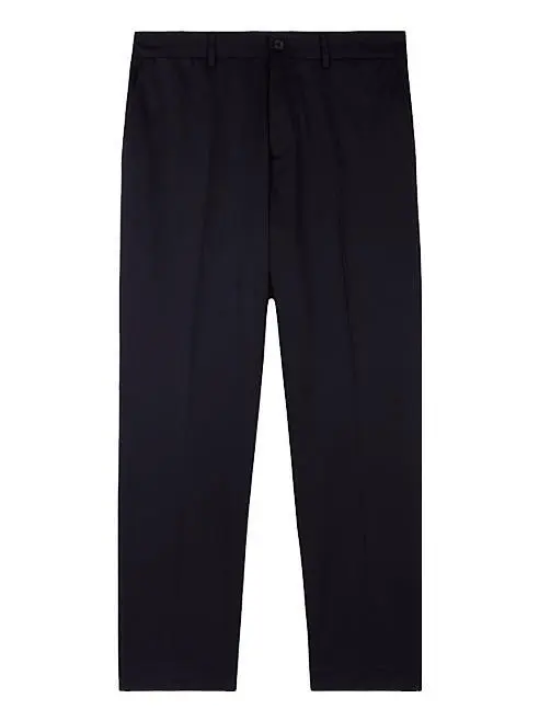 The Kooples Tapered-leg Stretch-cotton Chino Trousers - Navy