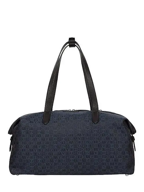 Smythson Monogram Stamp Small Canvas Travel Bag - Navy