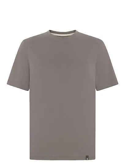 Boggi Milano Crewneck Regular-fit Stretch Cotton-blend T-shirt - Mud