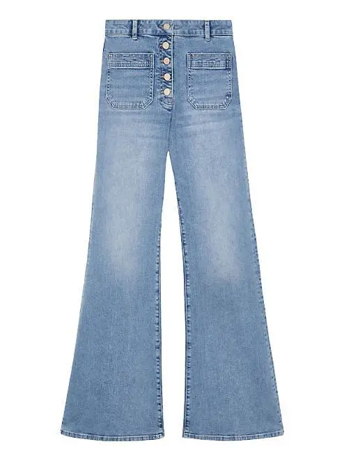 REISS Cali Flared Stretch-denim Jeans - Light Blue