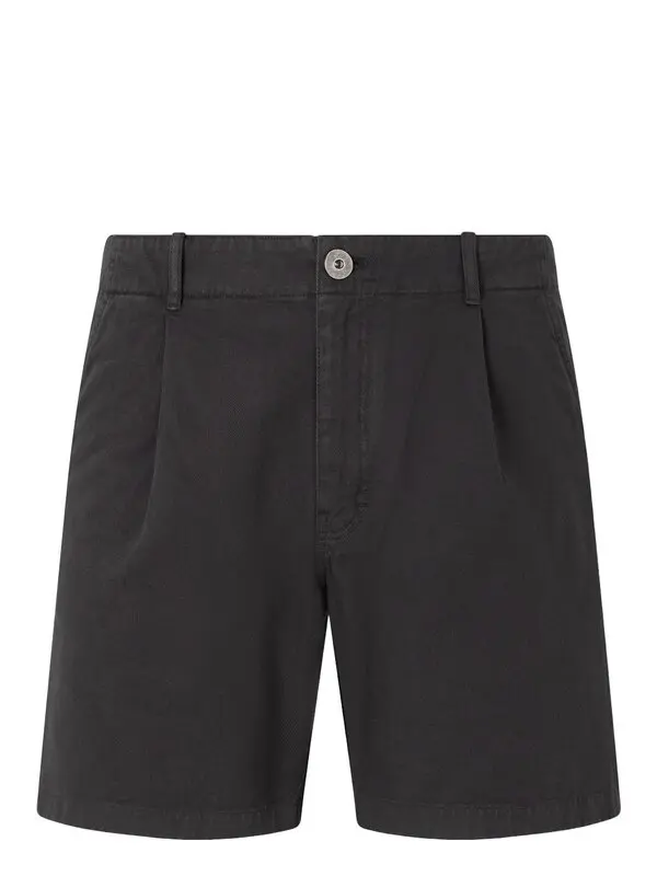 Mr P. Wide-leg Pleated Cotton-canvas Shorts - Gray