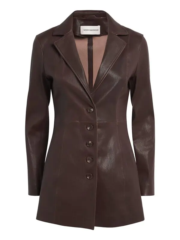 Nour Hammour Monica Leather Jacket - Brown