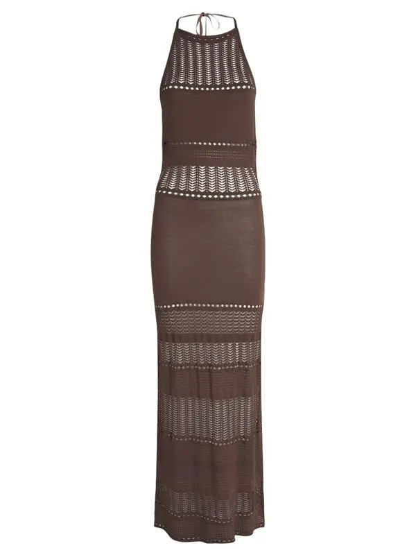 AWAY THAT DAY Halterneck Zanzibar Maxi Dress - Brown