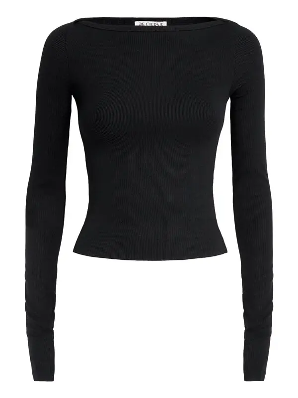 Eterne Boat-neck Long-sleeve T-shirt - Black