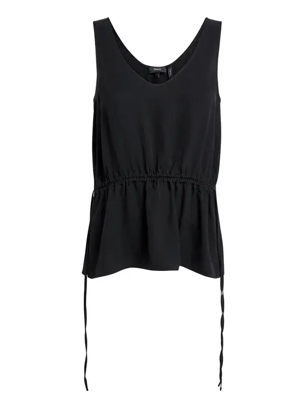 Theory Twill Tie-waist Tank Top - Black
