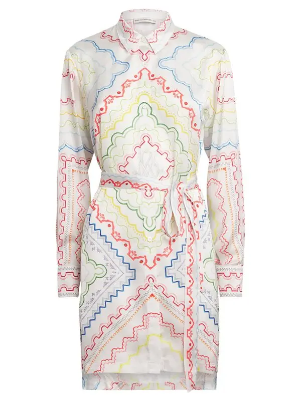 MARY KATRANTZOU Printed Verona Mini Shirt Dress - White