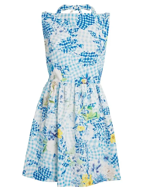 MARY KATRANTZOU Fleur De Vichy Peres Mini Dress - Blue