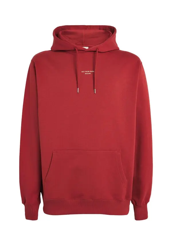Drole De Monsieur Cotton Slogan Hoodie - Red
