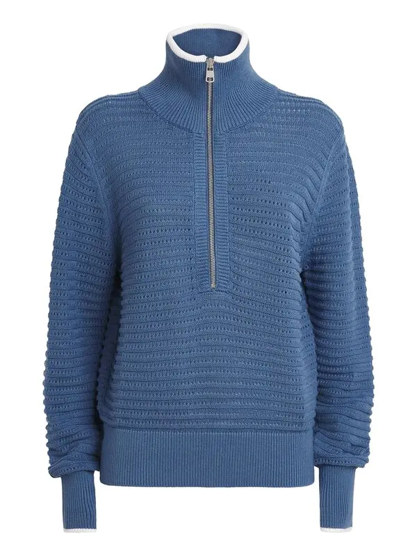 Varley Cotton Morwenna Half-zip Sweater - Blue