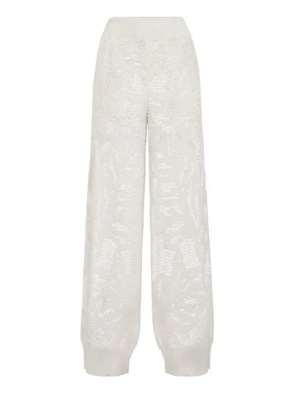 Brunello Cucinelli Linen-cotton Lace-effect Sweatpants - White