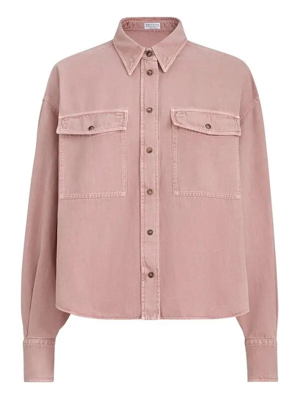 Brunello Cucinelli Cotton-linen Garment-dyed Shirt - Pink