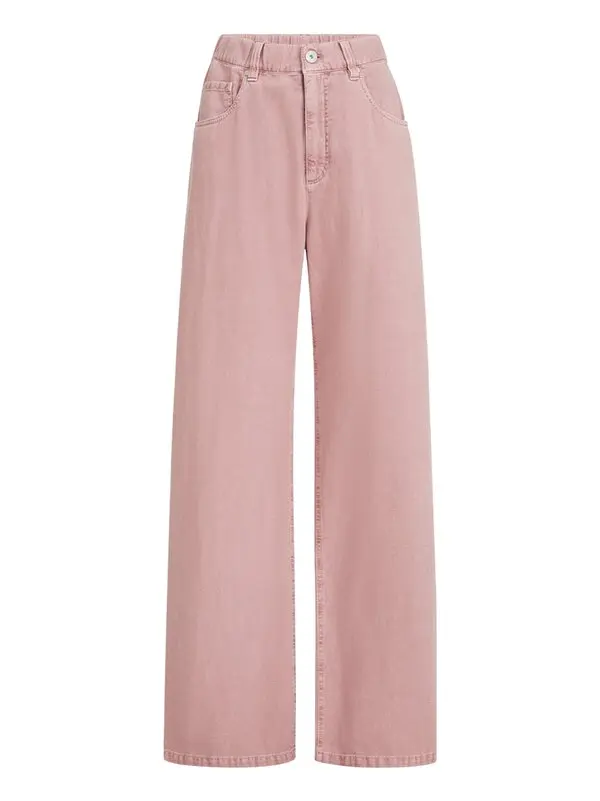 Brunello Cucinelli Cotton-linen Garment-dyed Trousers - Pink
