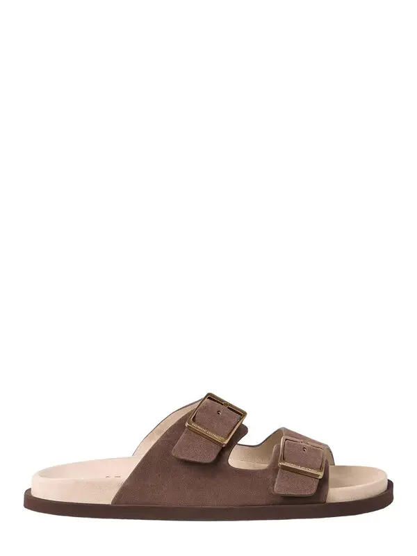 Brunello Cucinelli Suede Buckle Sandals - Brown