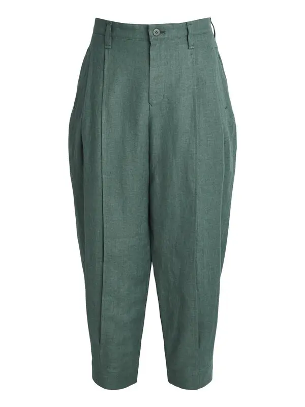 Issey Miyake Tough Linen Pleated Trousers - Green