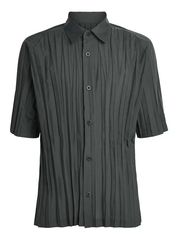 Issey Miyake Wrinkle Short-sleeve Oversized Shirt - Grey