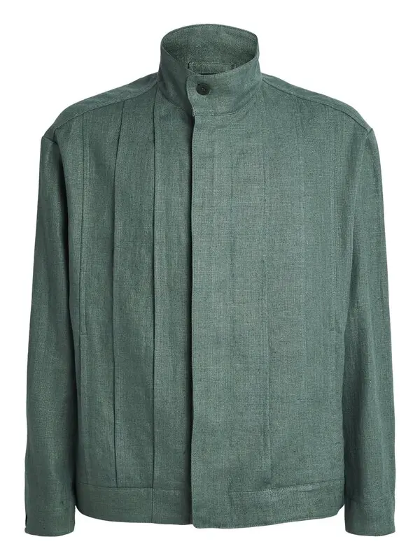 Issey Miyake Tough Linen Pleated Jacket - Green