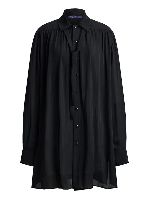 Ralph Lauren Satin Karmen Oversized Shirt - Black