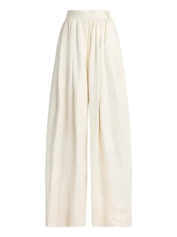 Ralph Lauren Leather Vanessa Wide-leg Trousers - White