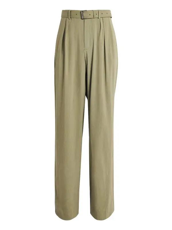 Dries Van Noten Linen-blend Straight Trousers - Green