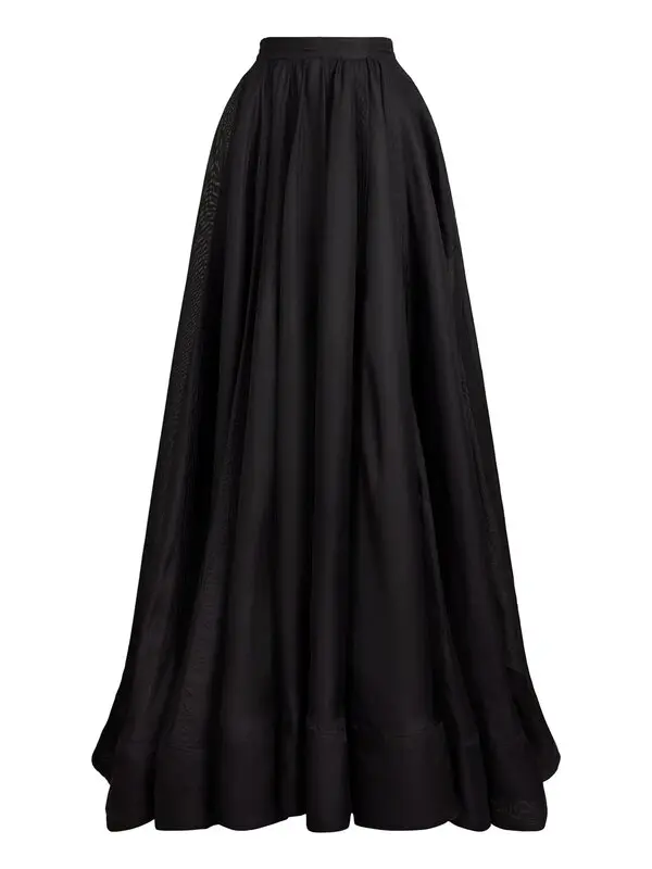 Ralph Lauren Silk Gazar Ivanna Maxi Skirt - Black