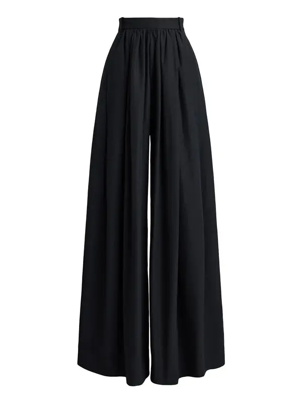 Ralph Lauren Cotton-blend Poplin Vanessa Wide-leg Trousers - Black