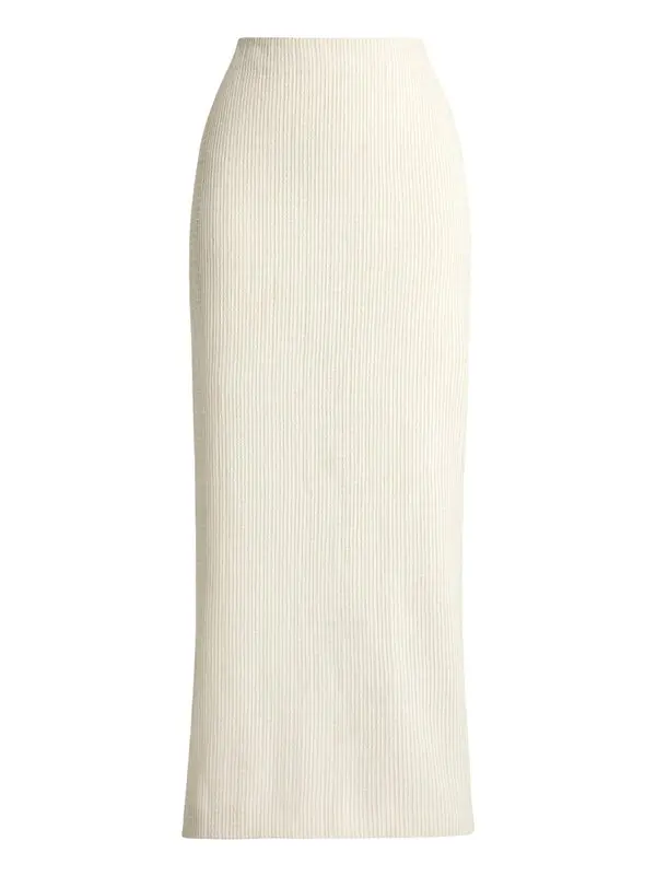 Ralph Lauren Leather Regena Midi Skirt - White