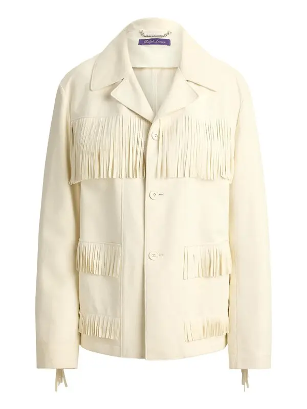 Ralph Lauren Lamb Suede Fringe-trimmed Jacket - White
