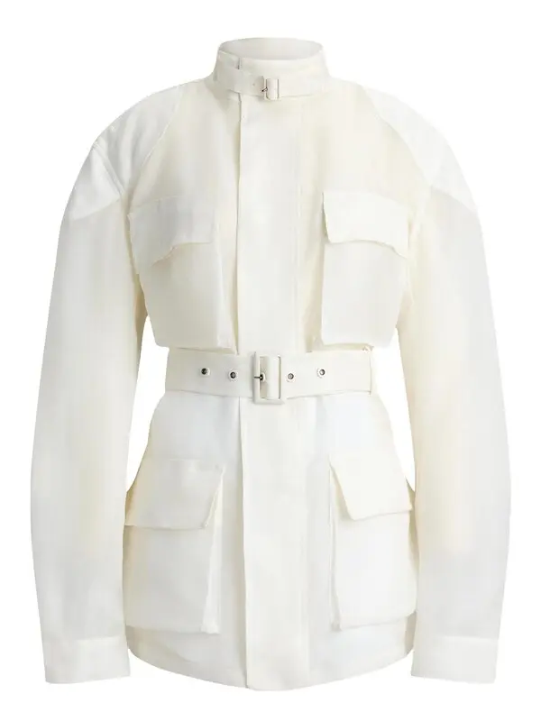 Ralph Lauren Silk Gazar Zaria Moto Jacket - White