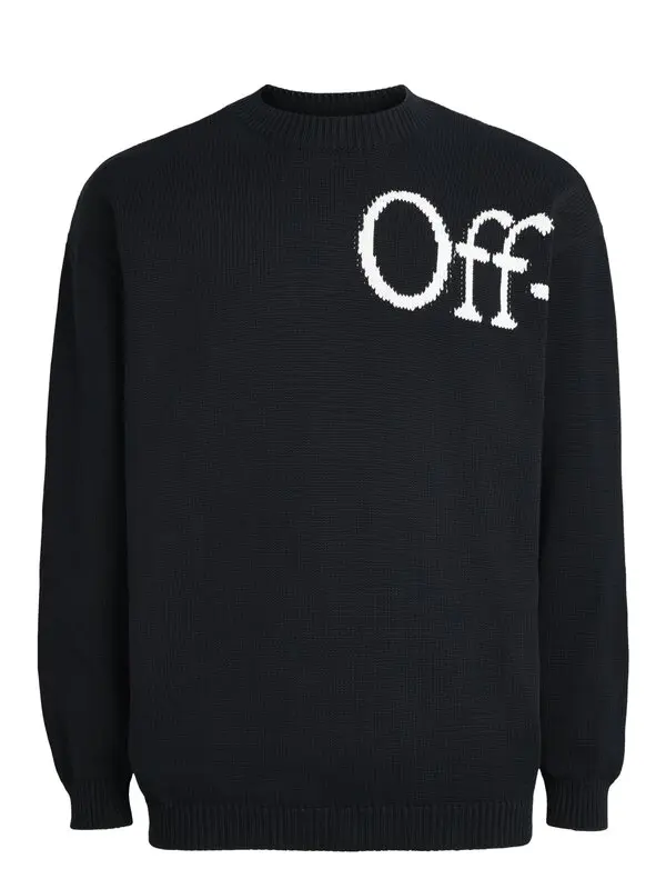 Off-White Cotton Knit Bookish Sweater - Black