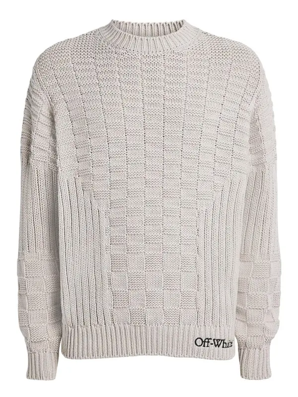 Off-White Cotton 3d Stitch Sweater - Beige
