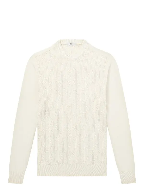 Inis Meáin Knitted Cotton And Cashmere-blend Sweater - Neutrals