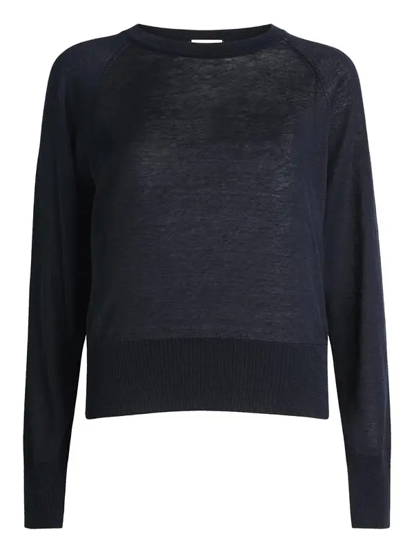 Agnona Linen-silk Crew-neck Sweater - Navy