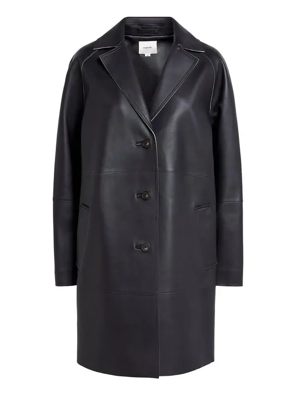 Vince Bonded Leather Coat - Black