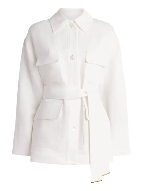 Agnona Cotton-linen-silk Belted Field Jacket - White