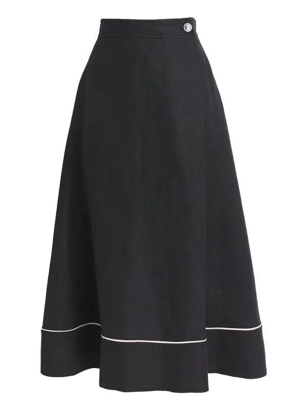 Agnona Linen Wrap Midi Skirt - Black